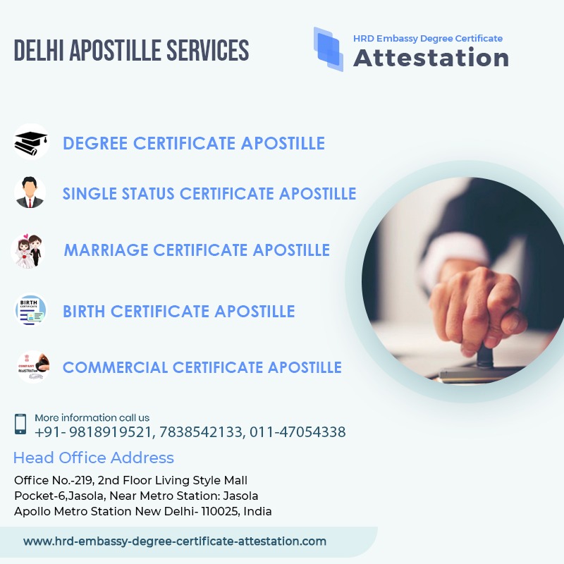 MEA Apostille HRD Attestation of Documents in Delhi India